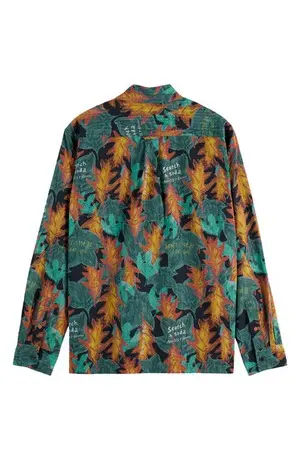 Scotch & Soda Leaf Print Cotton Seersucker Button-up Shirt - Camo Leaf