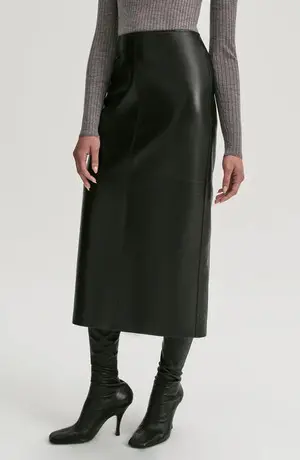 A.L.C. Marta Leather Midi Skirt - Black