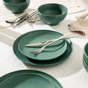 STONE + LAIN Rio Stoneware 4-piece Dinner Plate Set - Green