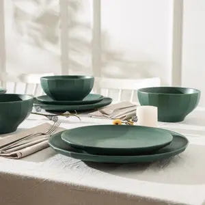 STONE + LAIN Rio Stoneware 4-piece Dinner Plate Set - Green