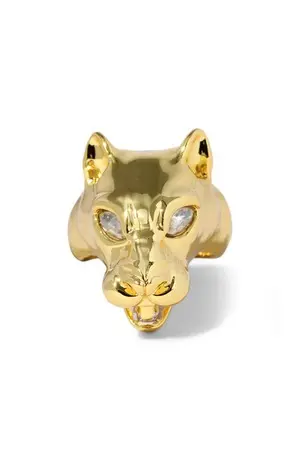Alexis Bittar Panther Visage Cocktail Ring - Gold/crystals