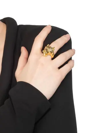 Alexis Bittar Panther Visage Cocktail Ring