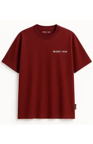 REGENT ROW Men’s Organic Cotton T-shirt Blue | Classic Crew Neck Short Sleeve Tee With Logo - Maroon
