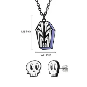 BEETLEJUICE Skull And Coffin Jewelry Set