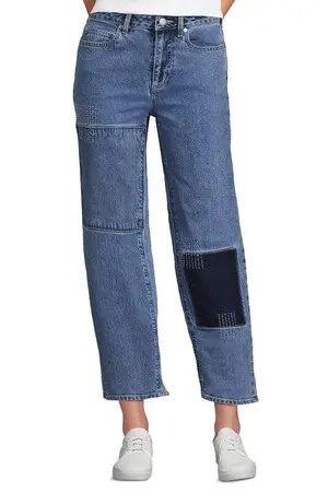 LANDS' END Soft Denim Mid Rise Relaxed Straight Crop Jeans