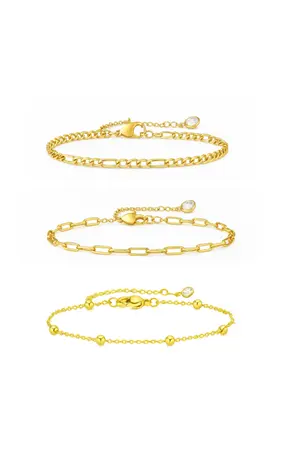 DLORIA Stackable Bracelet Trio Set - Gold