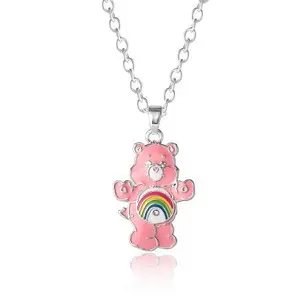 CARE BEARS Silver Flash-plated Pendant Necklace With Crystal Accent - Pink