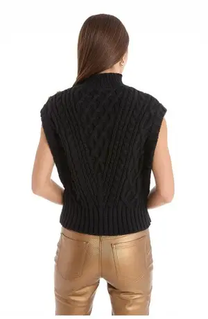 THE NOLI SHOP Raina Cable Knit Button Sweater - Black