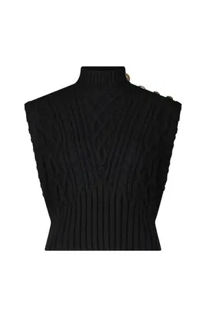 THE NOLI SHOP Raina Cable Knit Button Sweater - Black