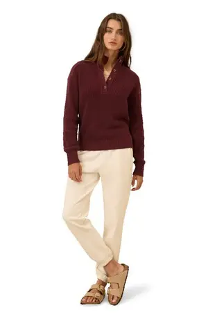 PACT Luxe Knit Henley Sweater - Ruby Heather