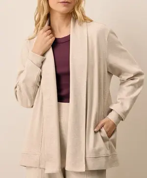 PACT Airplane Drape Cardigan - Flax Heather