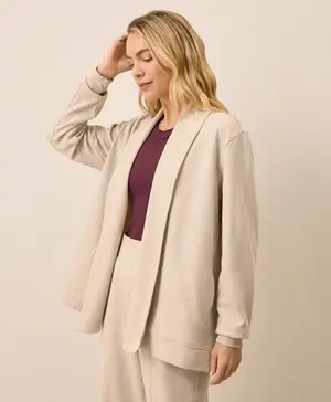 PACT Airplane Drape Cardigan - Flax Heather