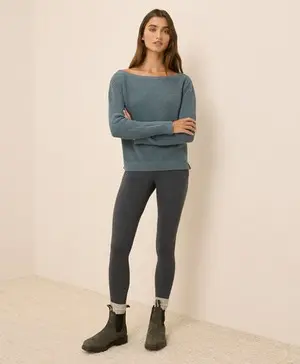 PACT Luxe Knit Boatneck Sweater - River Rock Heather