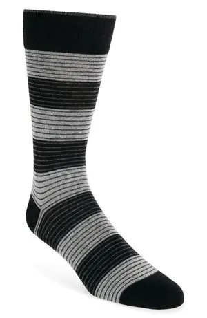 Cole Haan Striped Dress Socks - Black