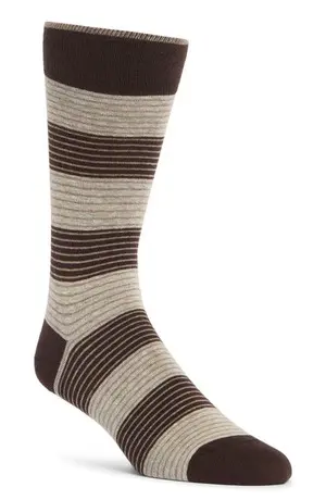 Cole Haan Striped Dress Socks - Brown Multi