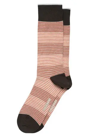Cole Haan Striped Dress Socks - Brown