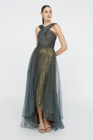 Theia Linda Halter Neck Gown