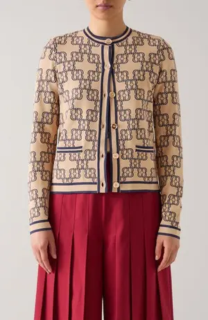 LK BENNETT Odette Logo Monogram Cardigan