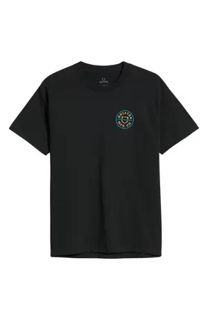 Brixton Crest Cotton Graphic T-shirt - Black/copper/medium Blue