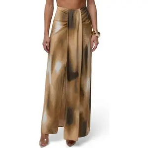 JLUXLABEL Abstract Print Draped Maxi Skirt