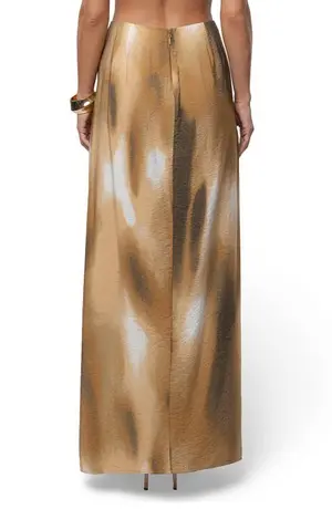 JLUXLABEL Abstract Print Draped Maxi Skirt