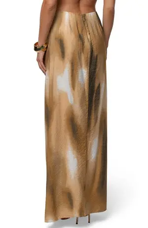 JLUXLABEL Abstract Print Draped Maxi Skirt