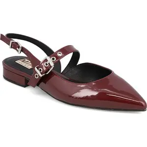 Mia Pointed Toe Slingback Flats - Burgundy