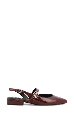 Mia Pointed Toe Slingback Flats - Burgundy