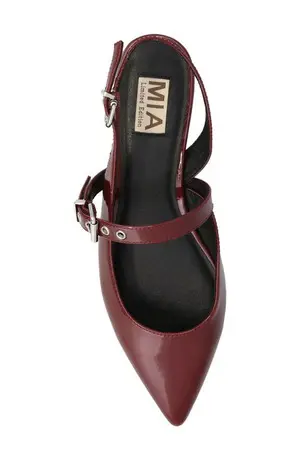 Mia Pointed Toe Slingback Flats - Burgundy