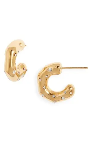 KENNETH JAY LANE Crystal Hoop Earrings - Gold