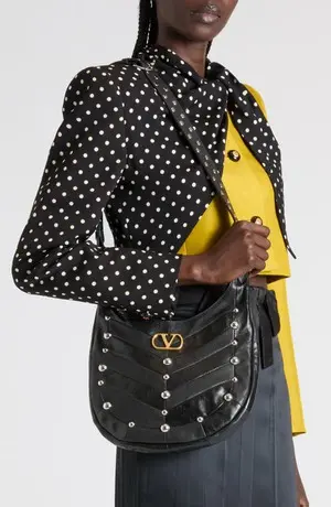Valentino Garavani Small Patchwork Leather Hobo Bag - Nero