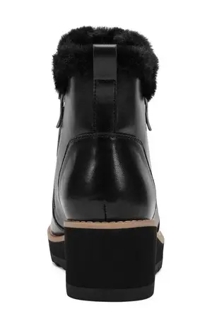 Easy Spirit Faux Fur Lined Wedge Bootie - Black