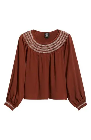 Bobeau Embroidered Peasant Top