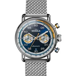 Shinola Canfield Speedway Automatic Chronograph Mesh Strap Watch - Midnight Blue