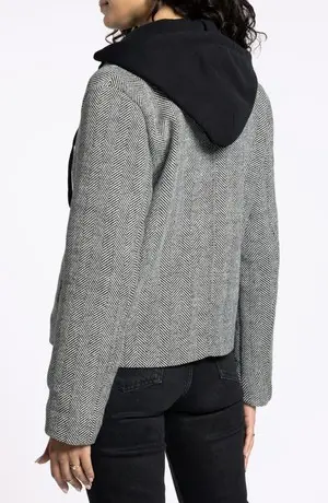 THREAD & SUPPLY Alejandra Herringbone Coat With Bib Hoodie