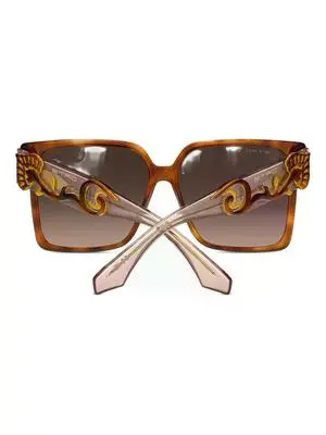 Etro Blossom-embellished Square Sunglasses - Brown