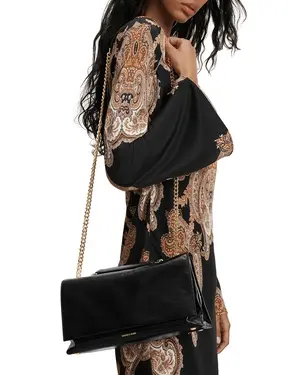 Veronica Beard Small Crinkle Leather Wedge Bag