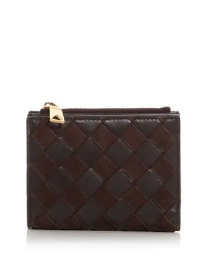 Bottega Veneta Intrecciato Leather & Suede Bifold Wallet - Fondant/gold