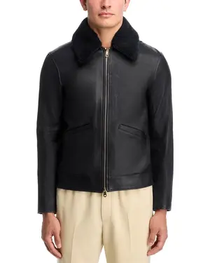 Paul Smith Shearling Collar Leather Jacket