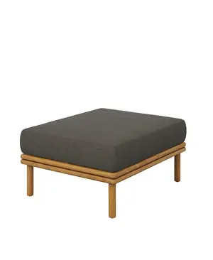 MODWAY Wren Outdoor Patio Teak Wood Ottoman - Natural Flint Gray