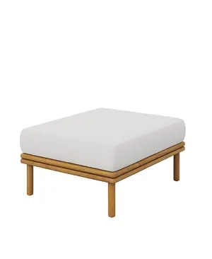 MODWAY Wren Outdoor Patio Teak Wood Ottoman - Natural Sail