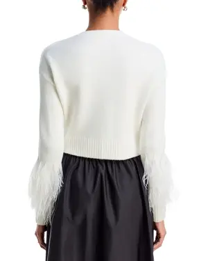 Cinq À Sept Bria Feather Trim Cardigan