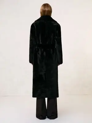 REISS Shearling Belted Coat