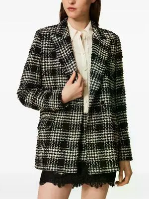 TWINSET Bouclé Checked Blazer