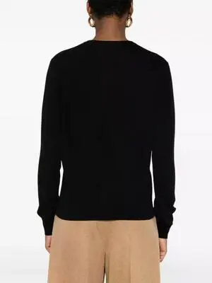 Soft Goat Crew Neck Cardigan - Black
