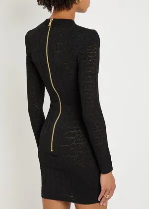 Balmain Sequin-embellished Crocodile-knit Mini Dress