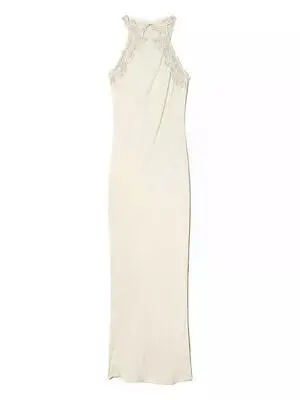 TWINSET Lace-embellished Satin Maxi Dress - White