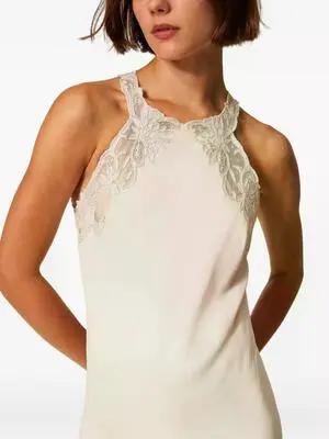 TWINSET Lace-embellished Satin Maxi Dress - White
