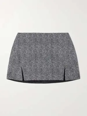 Givenchy Paneled Herringbone Cotton-twill Mini Skirt - Neutral