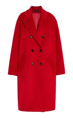 SERGIO HUDSON Oversized Double-breasted Wool-cashmere Coat - Red